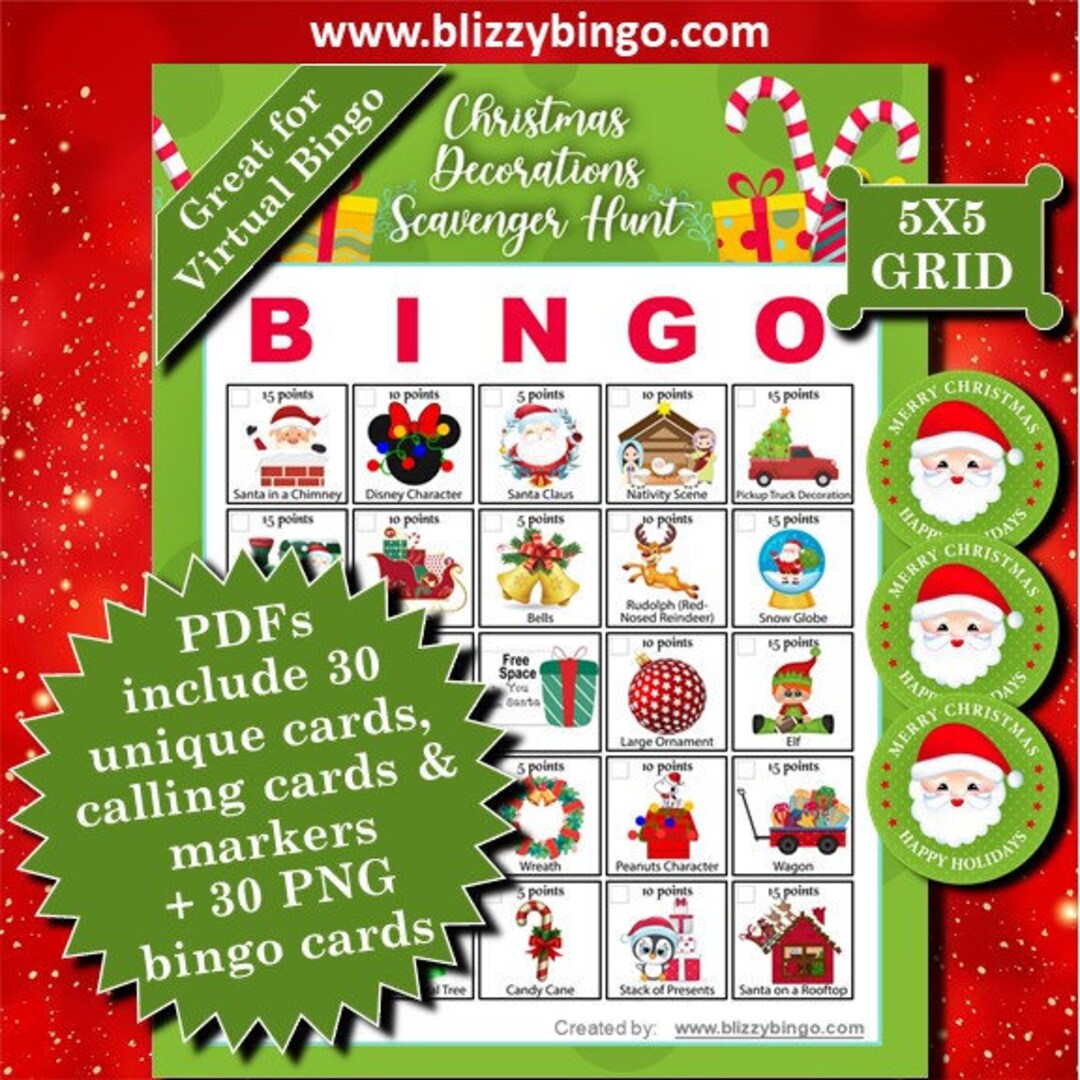 Christmas Decorations Scavenger Hunt Bingo! Great for Virtual ...