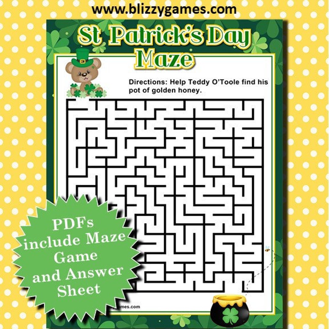 St. Patrick's Day Maze Printable Pdfs - Etsy