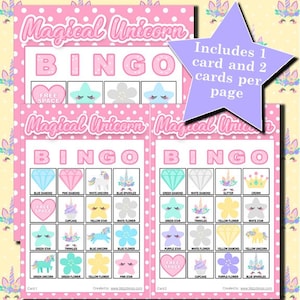 Magical Unicorn 4x4 Bingo Printable Pdfs Contain Everything You Need to ...