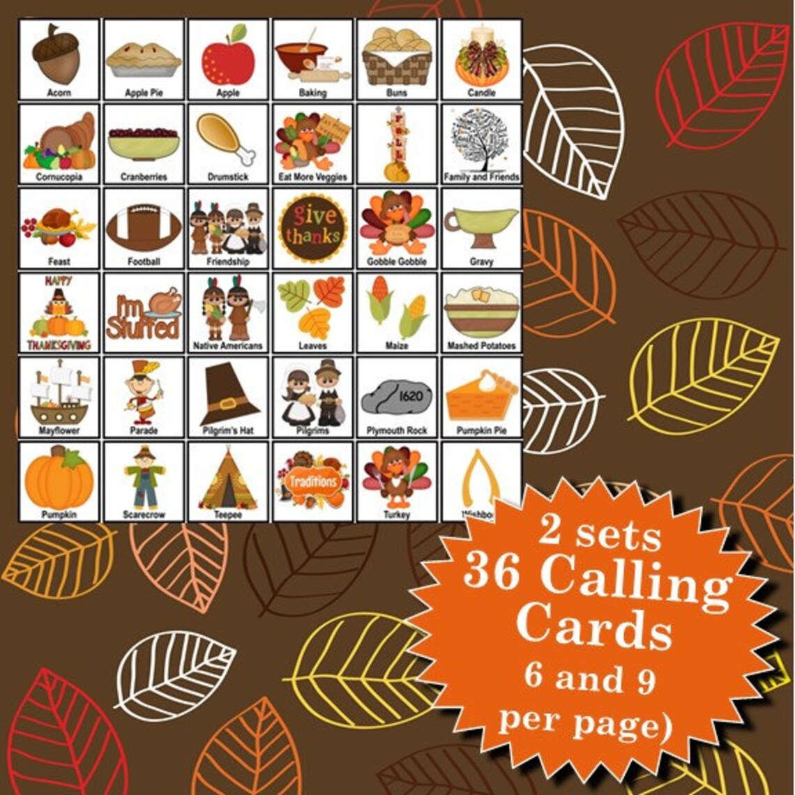 Thanksgiving 5x5 Bingo 30 Printable Pdfs (+ 30 JPEGS Great for Virtual ...