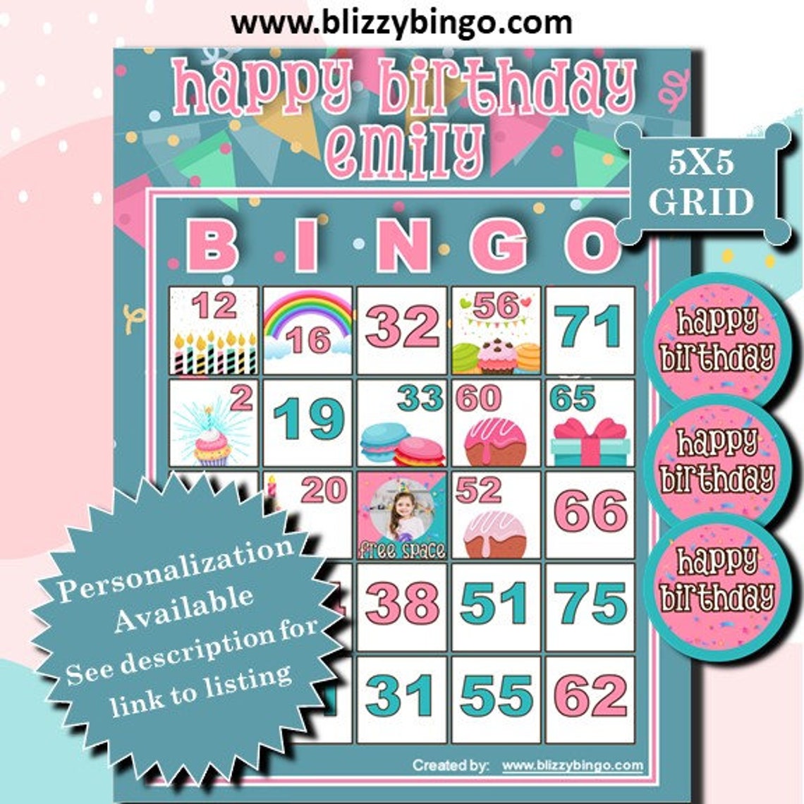 Happy Birthday 5x5 Bingo Printable Pdfs JPEG Bingo Cards | Etsy