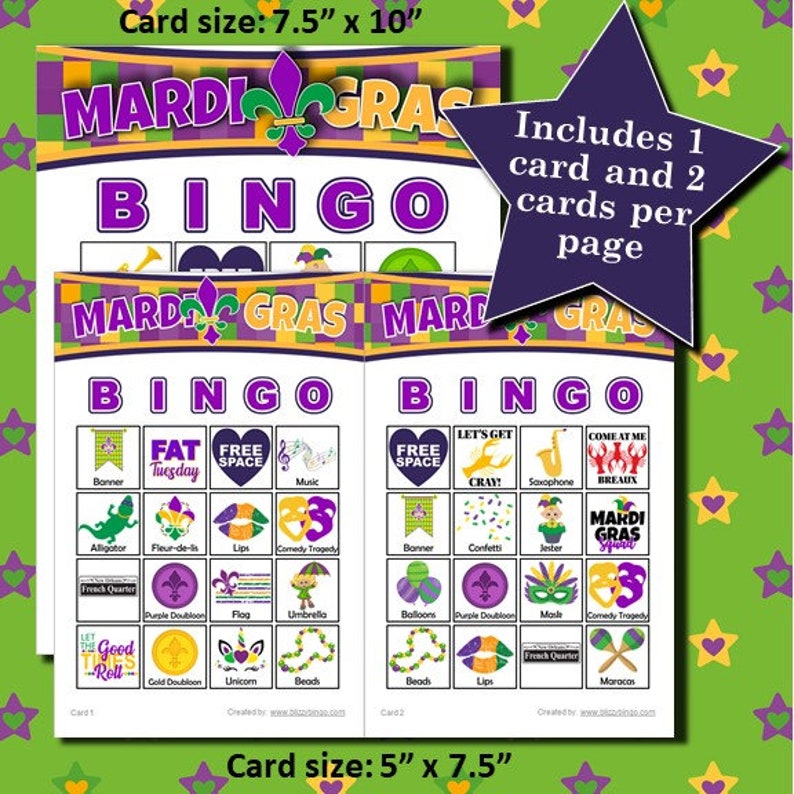 30 Mardi Gras 4x4 Bingo Cards Instant Download Pdfs for - Etsy