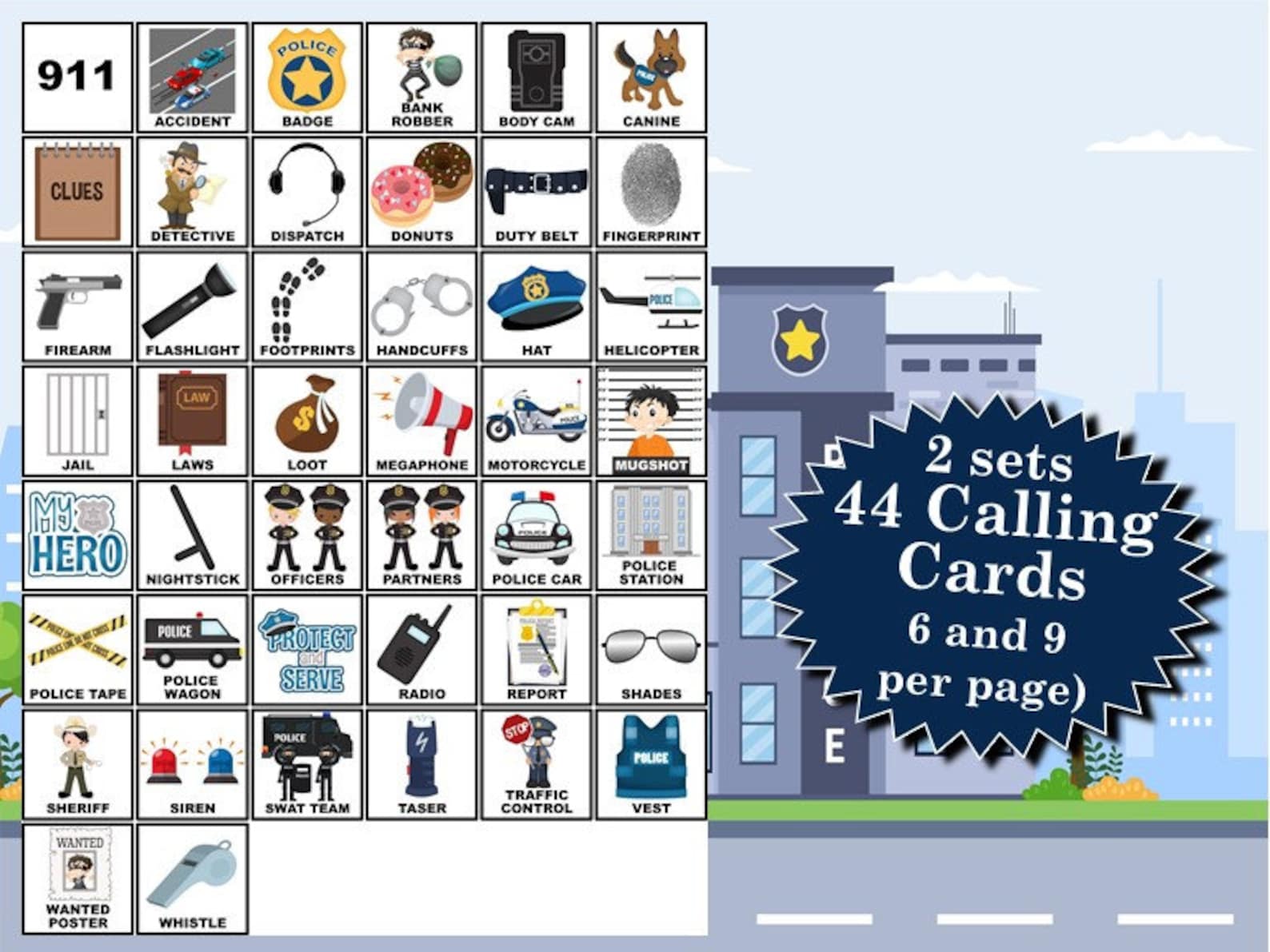 30 Police 4x4 Bingo Cards Instant Download Pdfs for Easy Printing ...