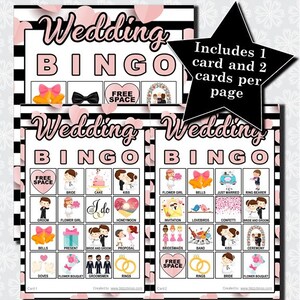 30 Wedding 4x4 Bingo Cards (pink) | Instant Download | Pdfs + JPEG ...