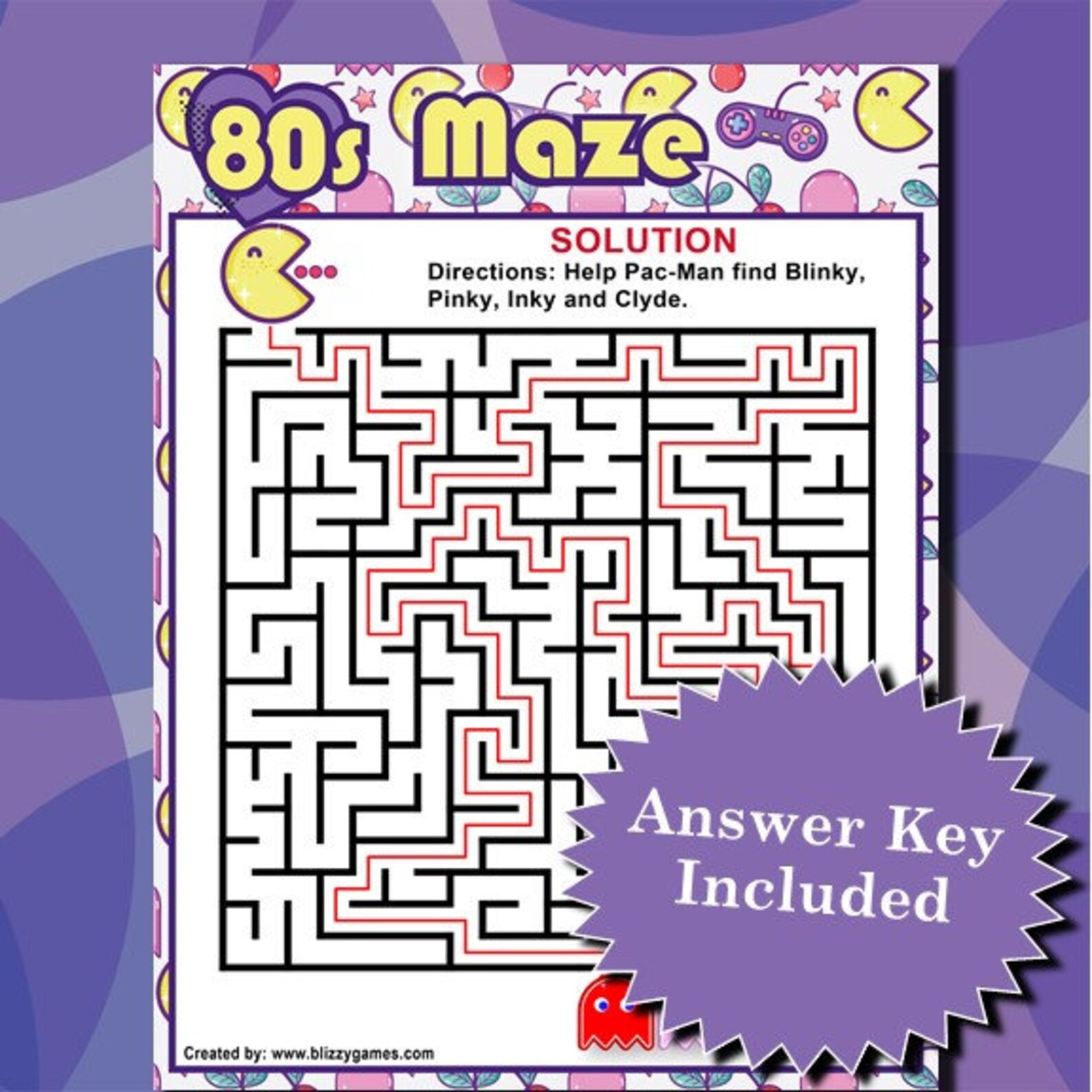 I Love the 80s Maze Printable Pdfs - Etsy