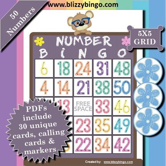 30 Traceable Number 5x5 Bingo Cards Instant Download Pdfs | Etsy