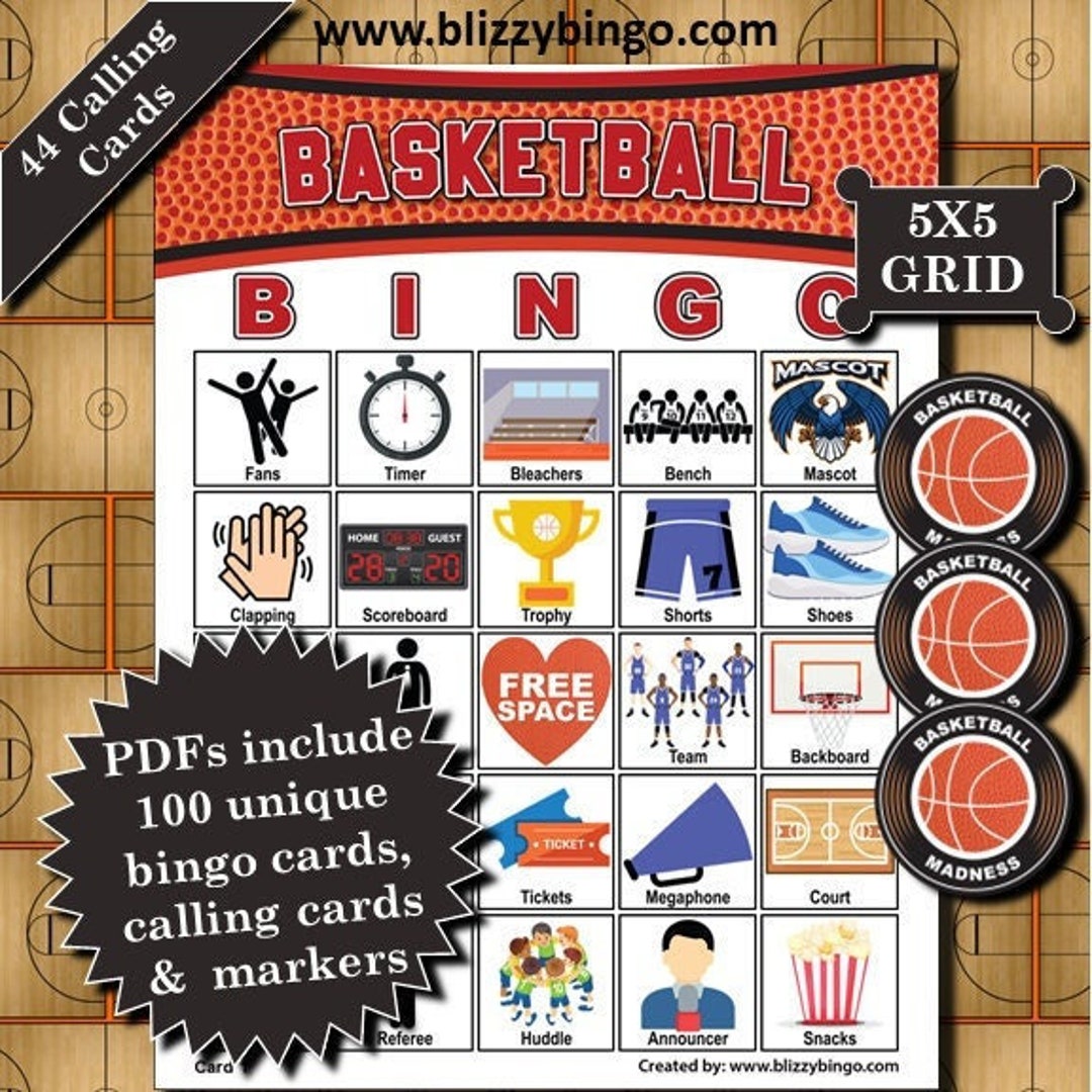 100 Basketball 5x5 Bingo Cards | Instant Download | Pdfs for Easy ...