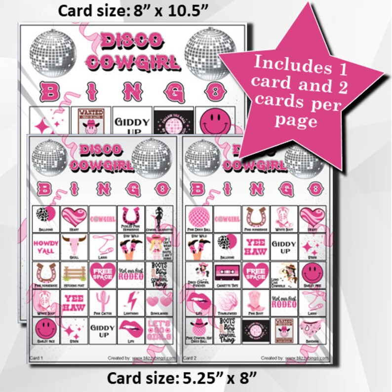 30 Disco Cowgirl 5x5 Bingo Cards Instant Download Pdfs for - Etsy