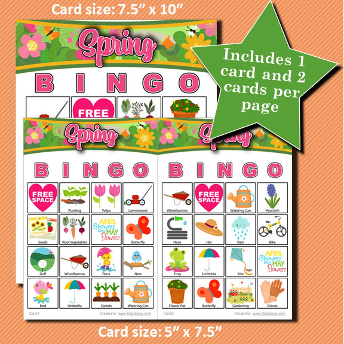 30 Spring 4x4 Bingo Cards Instant Download Pdfs for Easy | Etsy