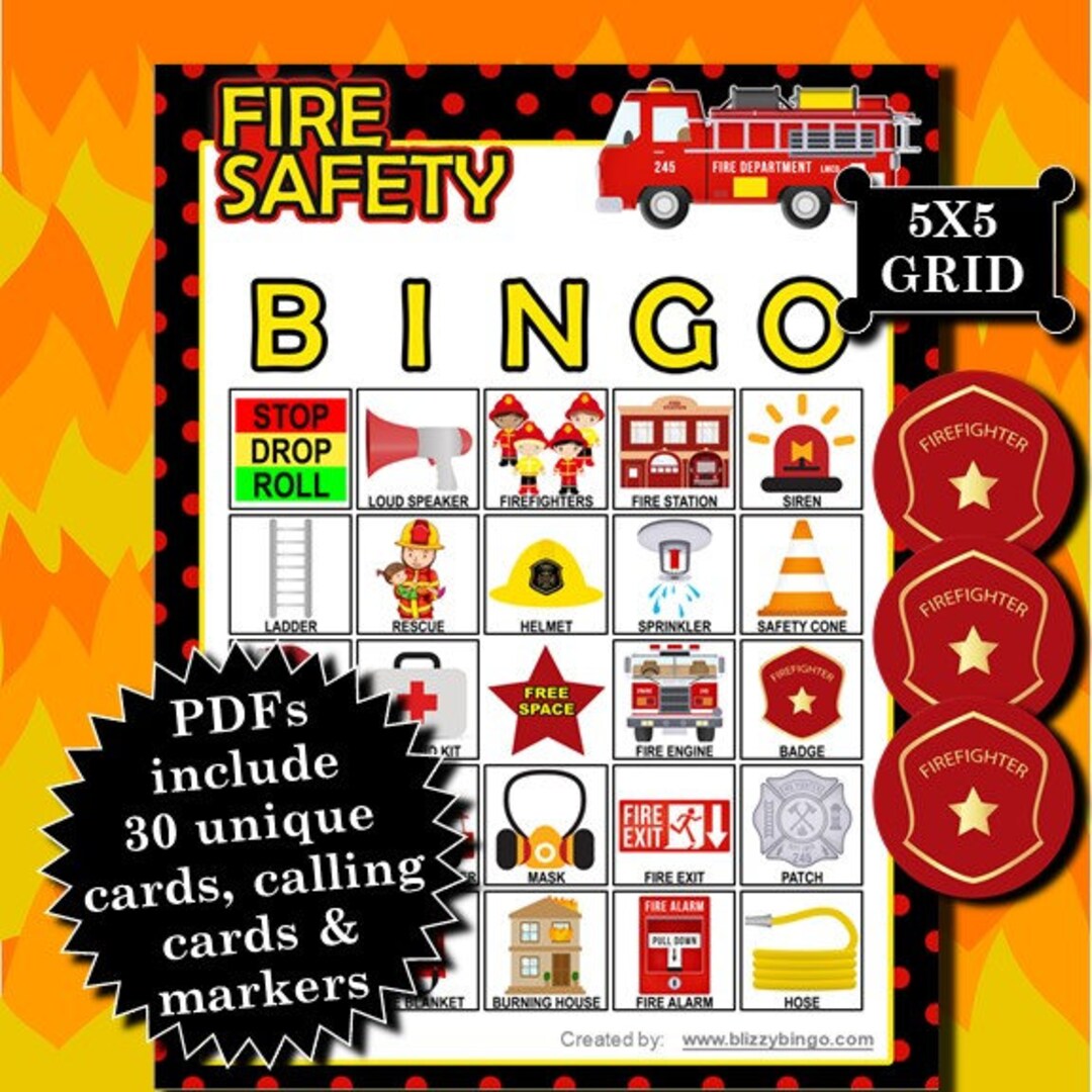 Fire Safety 5x5 Bingo Printable Pdfs Contain Everything You Need to ...