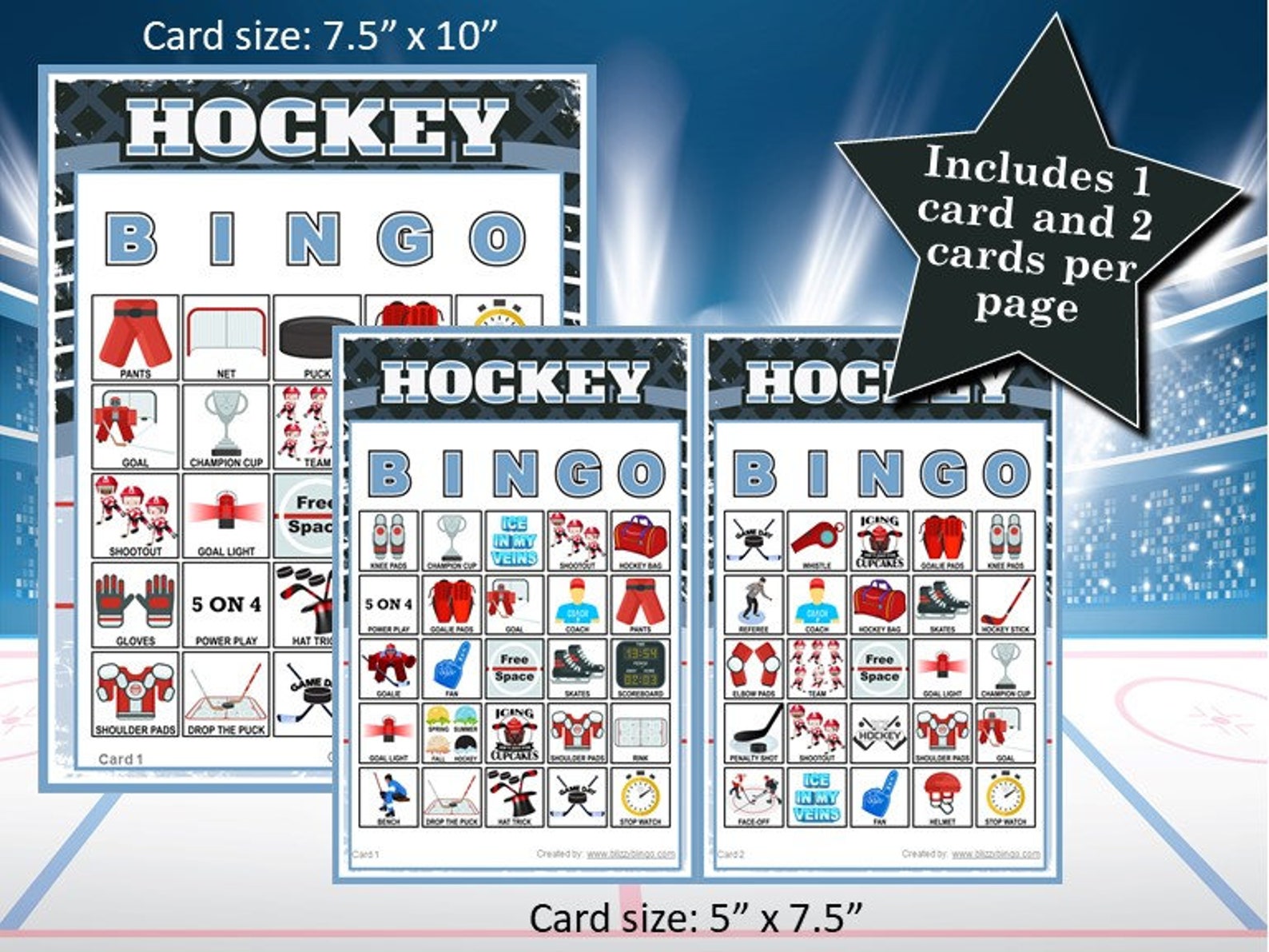 30 Hockey 5x5 Bingo Cards Instant Download Pdfs for Easy | Etsy