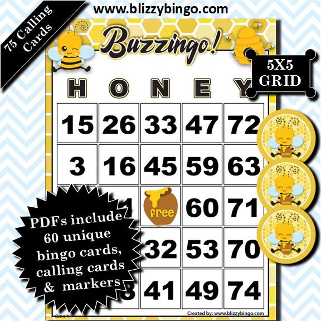 60 Buzzingo! 5x5 Bingo Cards | Instant Download | Pdfs for Easy ...