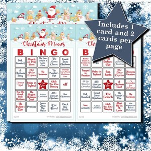 Christmas Movies 5x5 Bingo Printable Pdfs & Jpegs Contain Everything ...