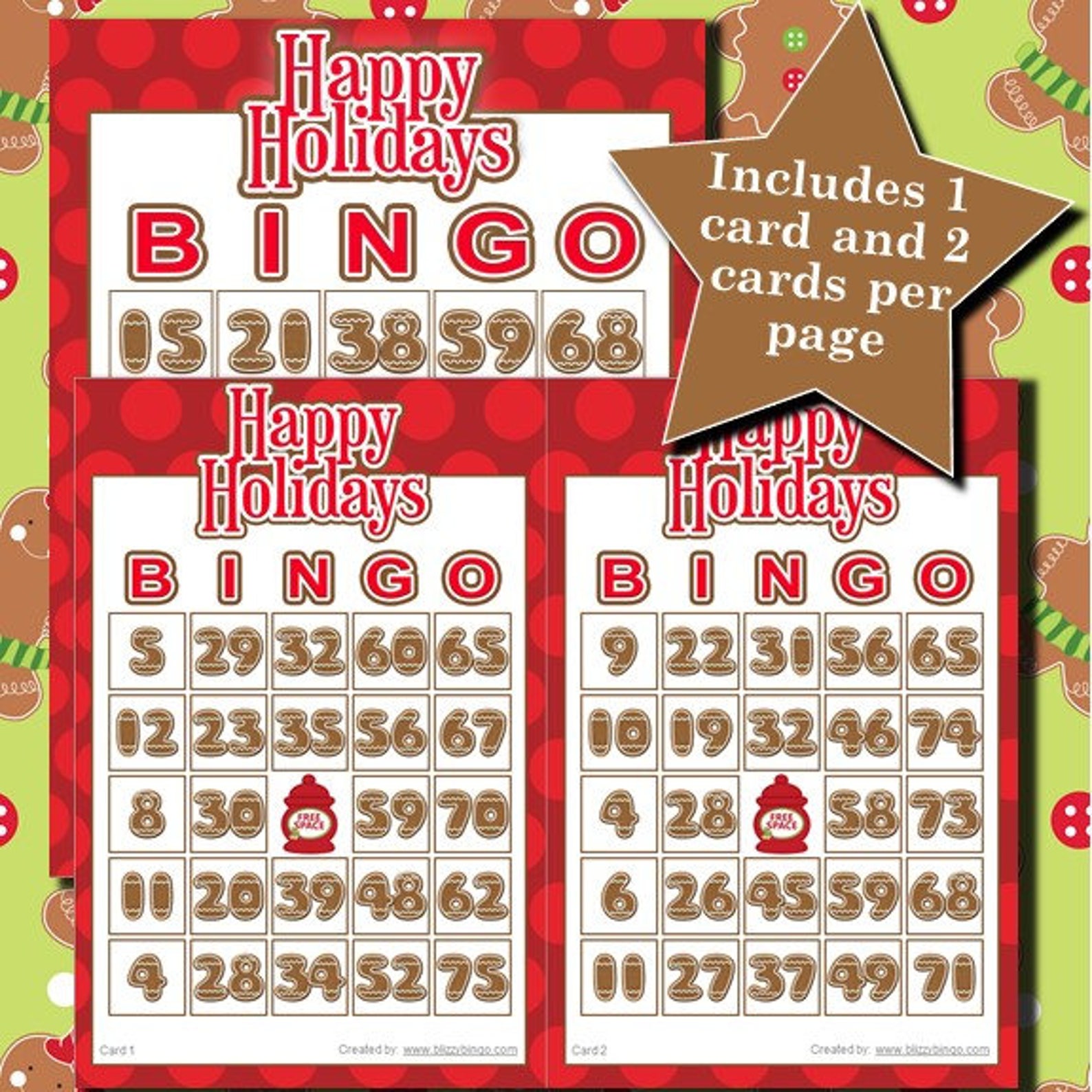 Happy Holidays 60 Cards Classic 5x5 Bingo printable PDFs | Etsy