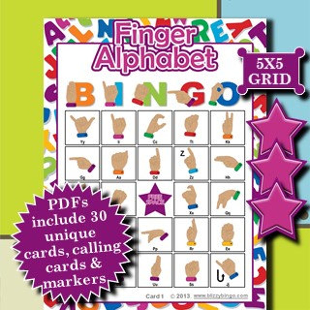 Finger Alphabet 5x5 Bingo Printable Pdfs Contain Everything You Need to ...
