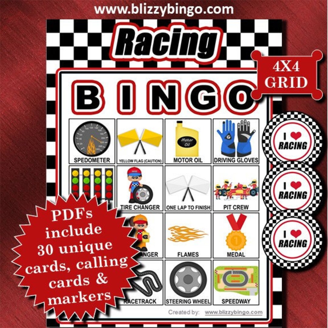 Racing 4x4 Bingo Printable Pdfs Contain Everything You Need to Play ...