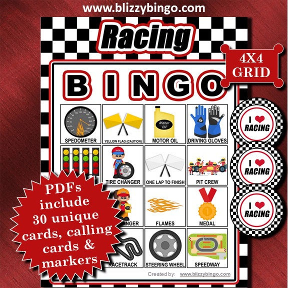 Racing 4x4 Bingo Printable Pdfs Contain Everything You Need to - Etsy