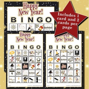 30 New Year's 5x5 Bingo Cards Instant Download Pdfs | Etsy