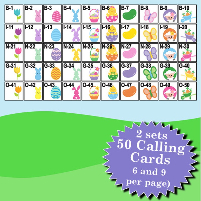 60 Easter 5x5 Bingo Cards 50 Ball Bingo Instant Download - Etsy