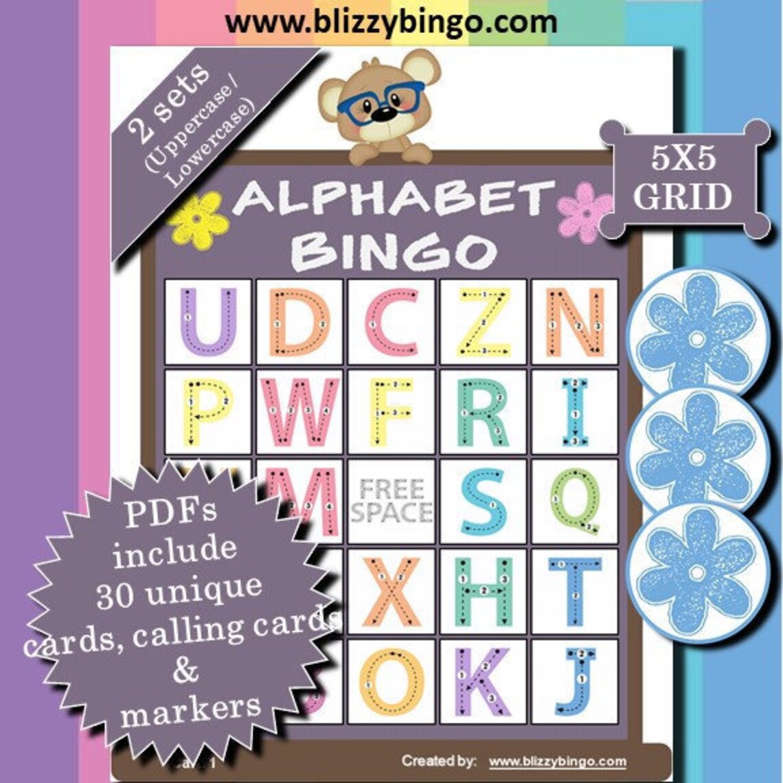 30 Traceable Alphabet 5x5 Bingo Cards Instant Download | Etsy