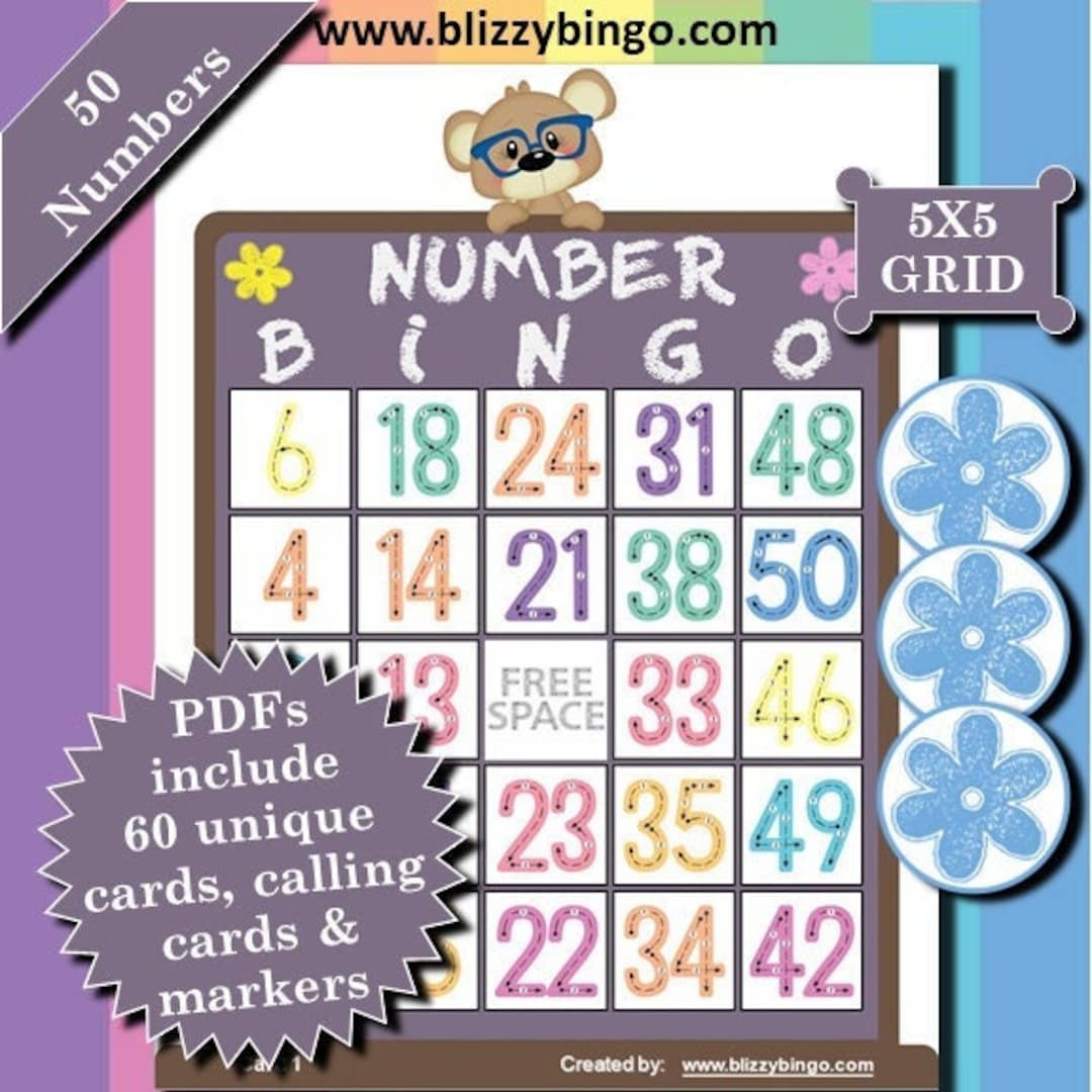 60 Traceable Number 5x5 Bingo Cards | Instant Download | Pdfs for Easy ...