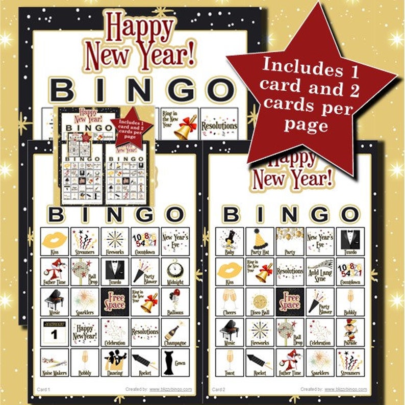 30 New Year's 5x5 Bingo Cards Instant Download Pdfs - Etsy