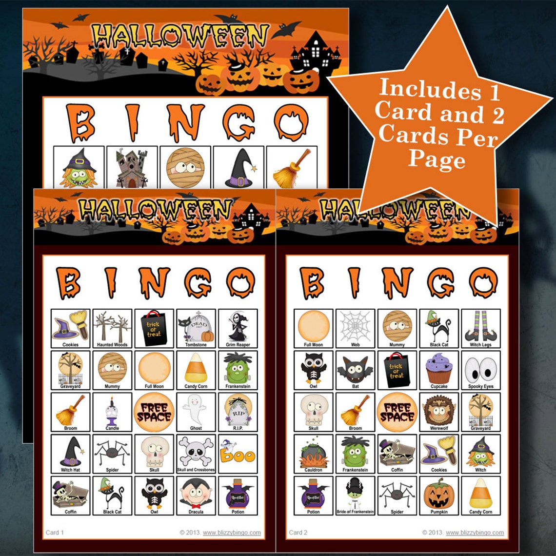 Halloween Orange 5x5 Bingo Printable Pdfs Contain Everything | Etsy