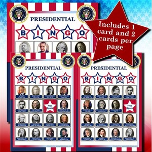 Presidential 4x4 Bingo Printable Pdfs Contain Everything You Need to ...
