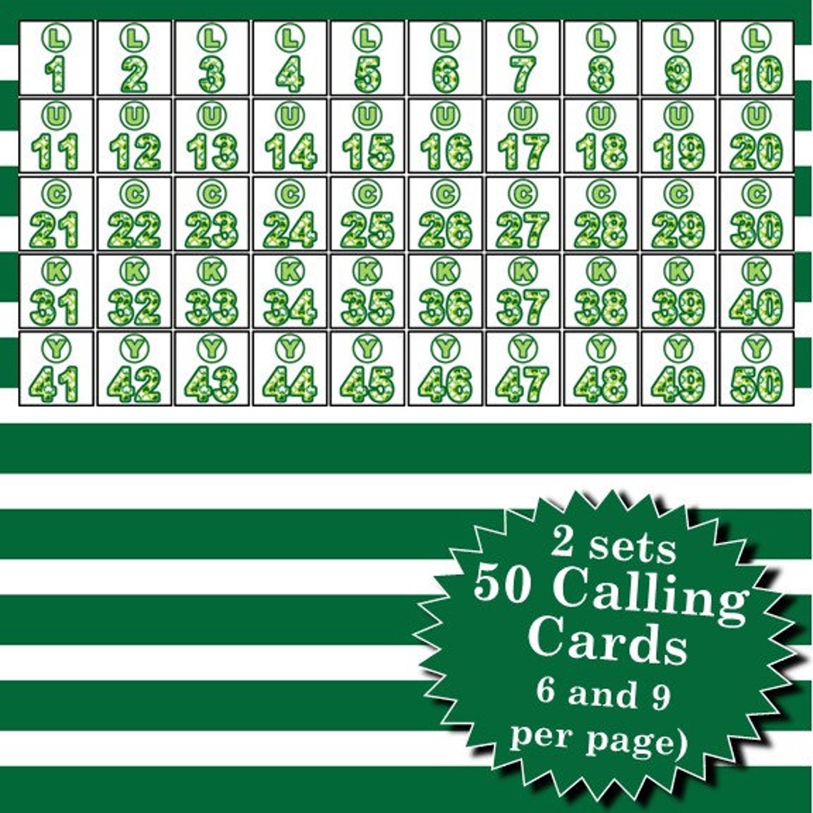 Shamrock Bingo 60 Cards Printable Pdfs Contain Everything You - Etsy