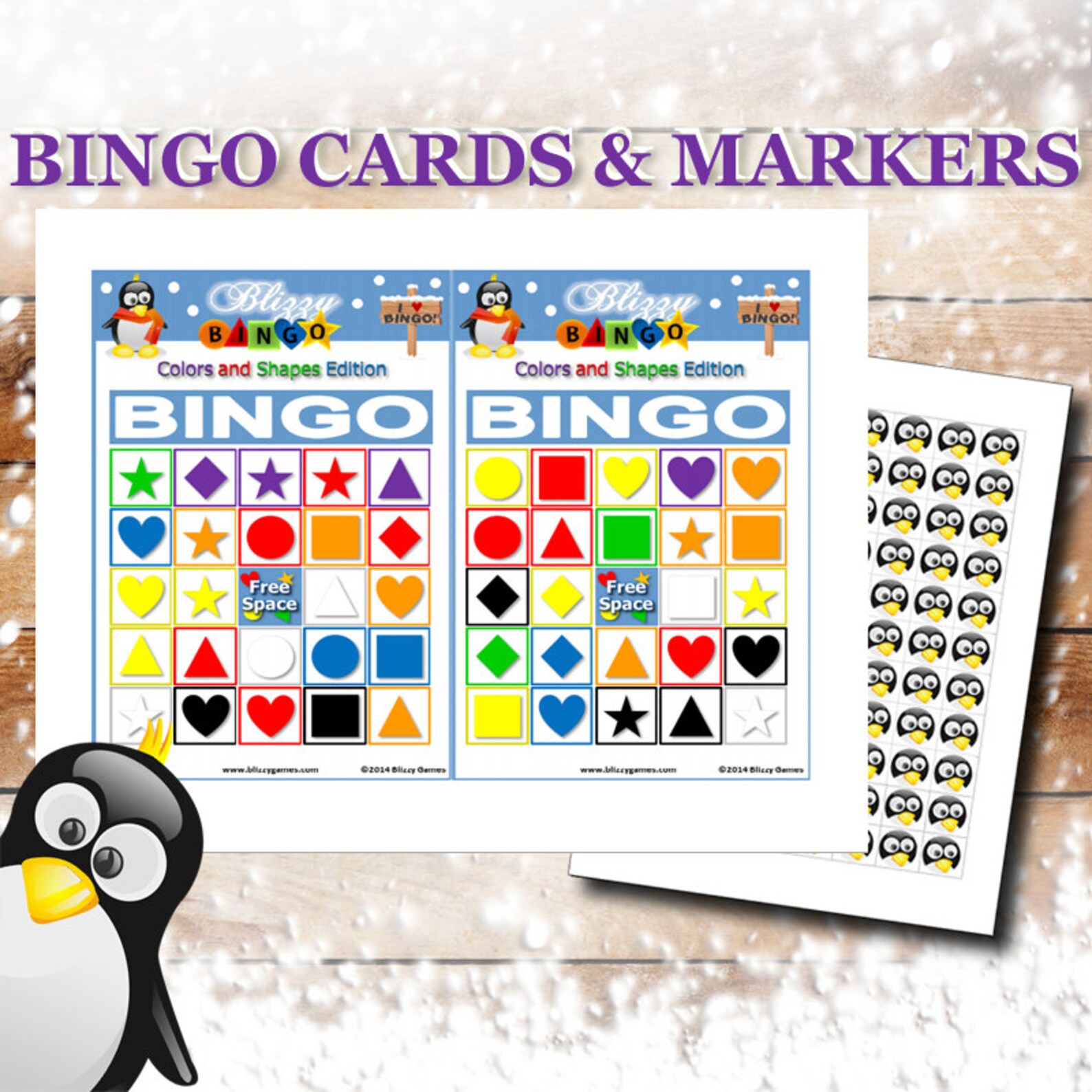 Blizzy Bingo COLORS AND SHAPES printable PDFs contain | Etsy