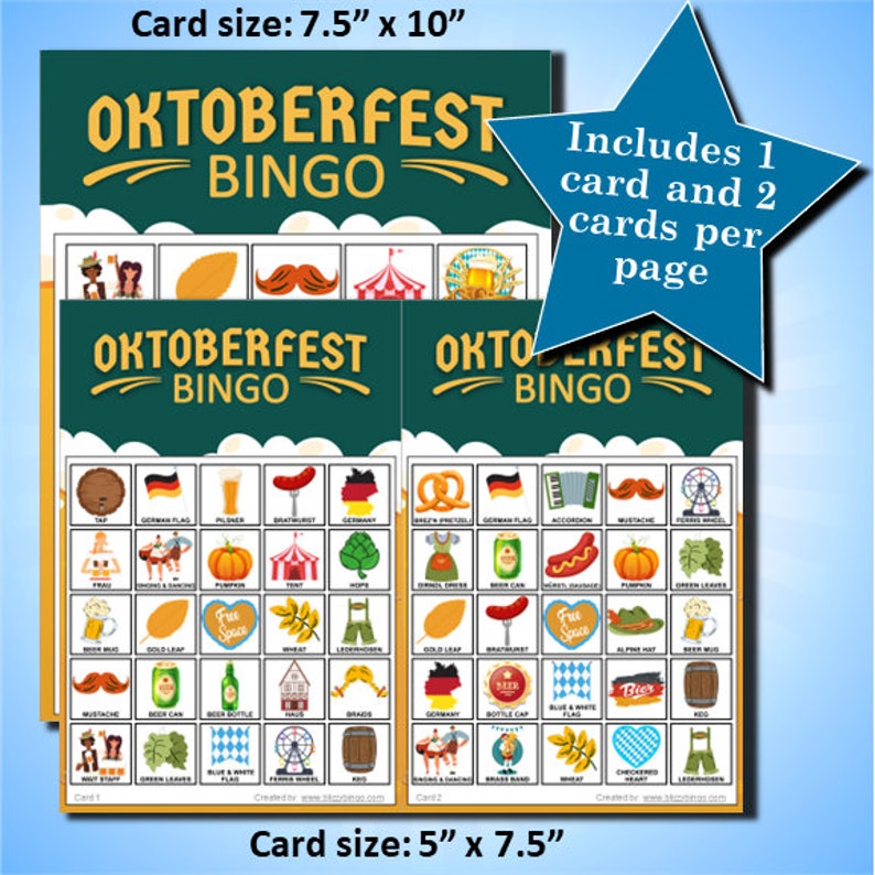 30 Oktoberfest 5x5 Bingo Cards | Instant Download | Pdfs | Calling ...