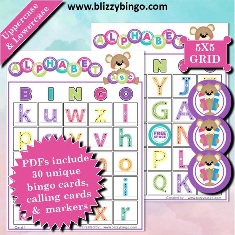 30 Traceable Alphabet 5x5 Bingo Cards Instant Download - Etsy