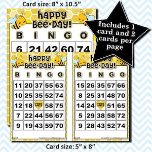 30 Happy Bee-day 5x5 Bingo Cards | Instant Download | Pdfs for Easy ...