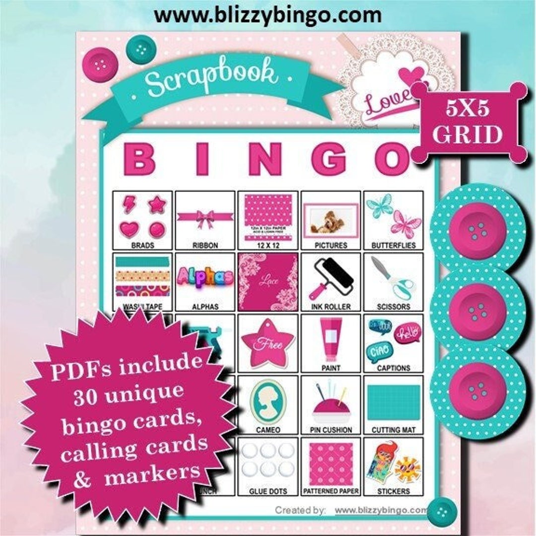 30 Scrapbook 5x5 Bingo Cards | Instant Download | Pdfs for Easy ...
