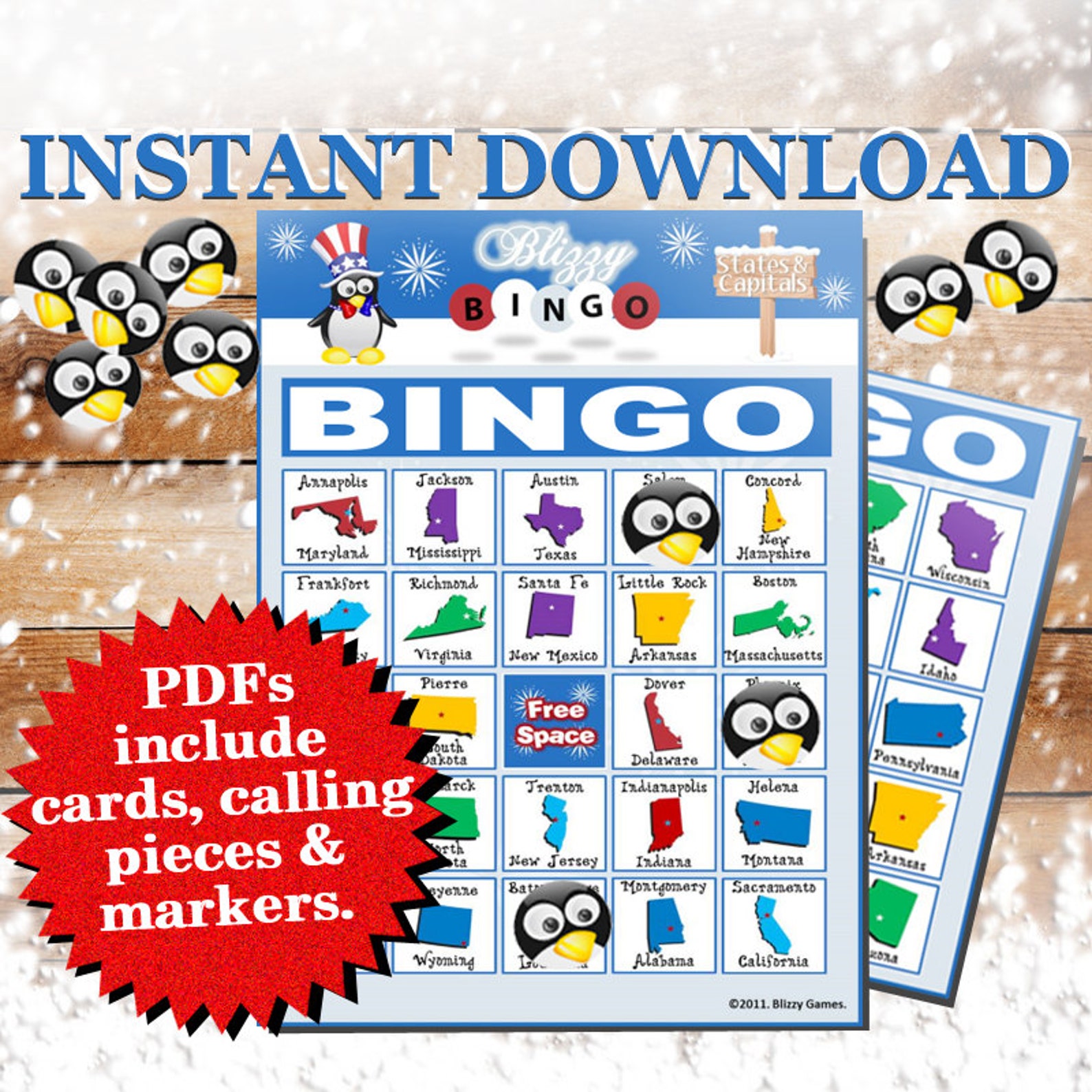 Blizzy Bingo UNITED STATES Printable Pdfs Contain Everything - Etsy