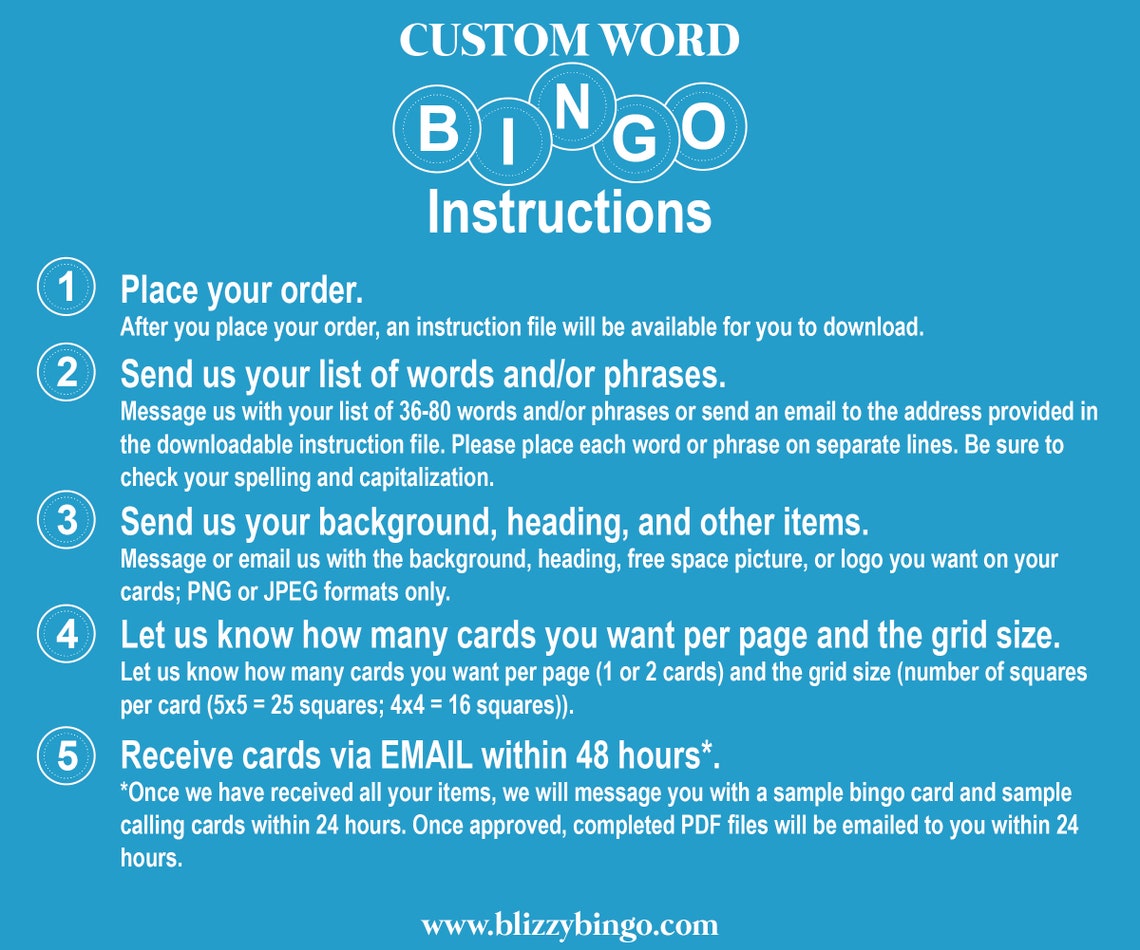 30 Custom Word Bingo Cards Choose Your Theme Choose Grid - Etsy
