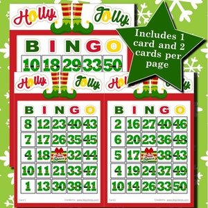 Holly Jolly 50-ball 30 Card Bingo Printable Pdfs Contain Everything You ...