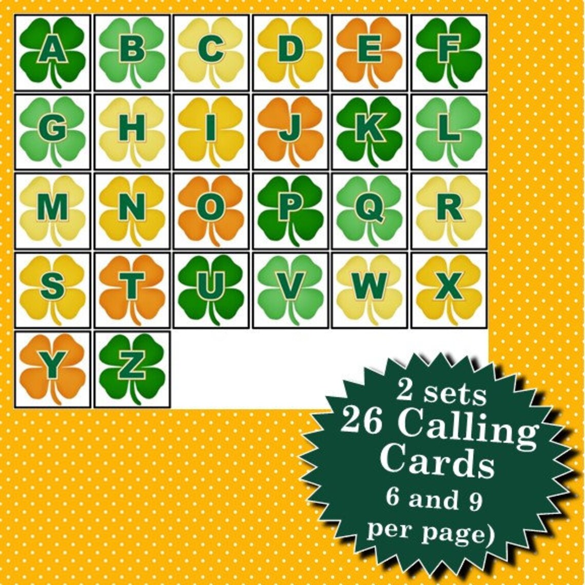 St. Patrick's Day Alphabet 4x4 Bingo Printable Pdfs - Etsy