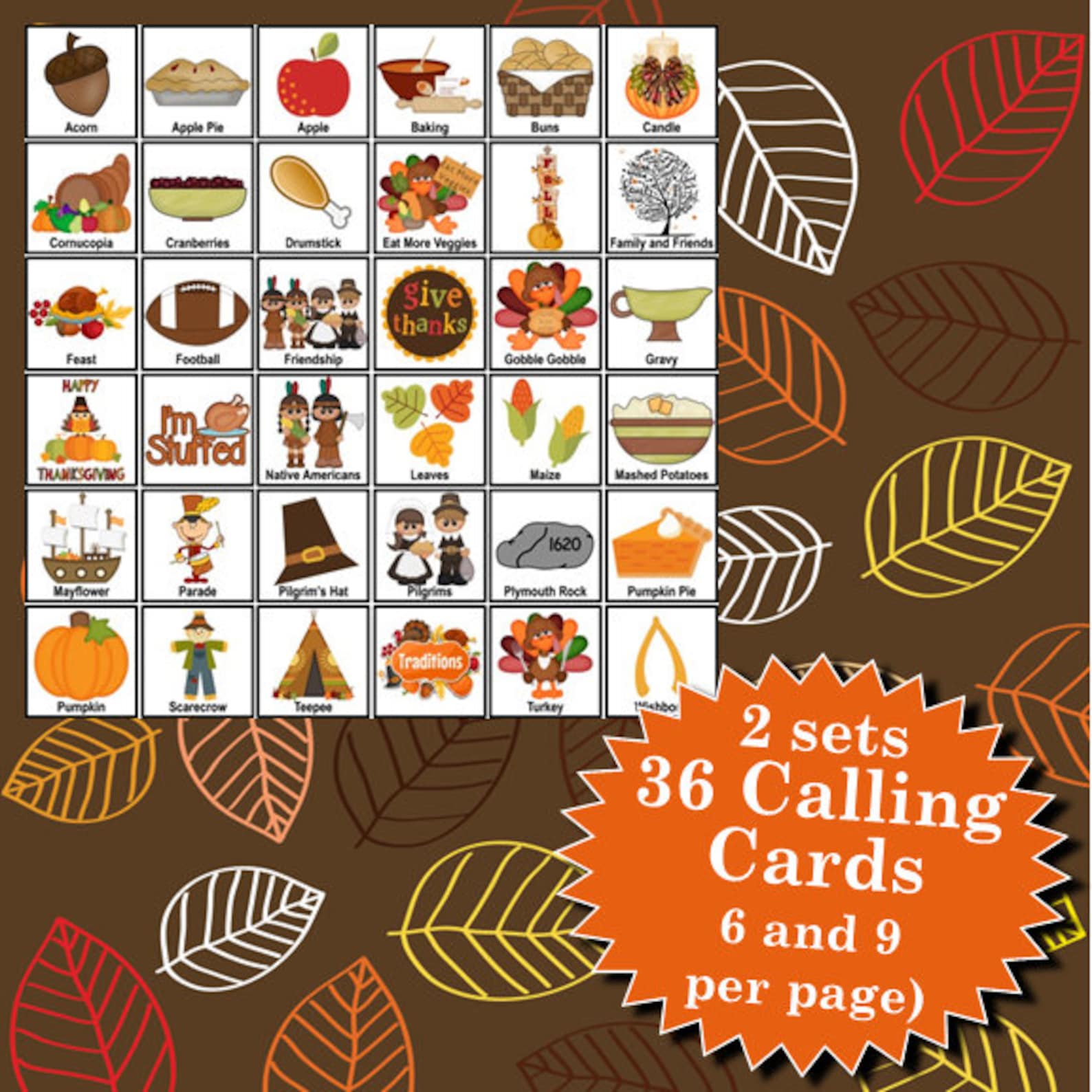 60 Thanksgiving 5x5 Bingo Cards | Instant Download | Pdfs for Easy ...