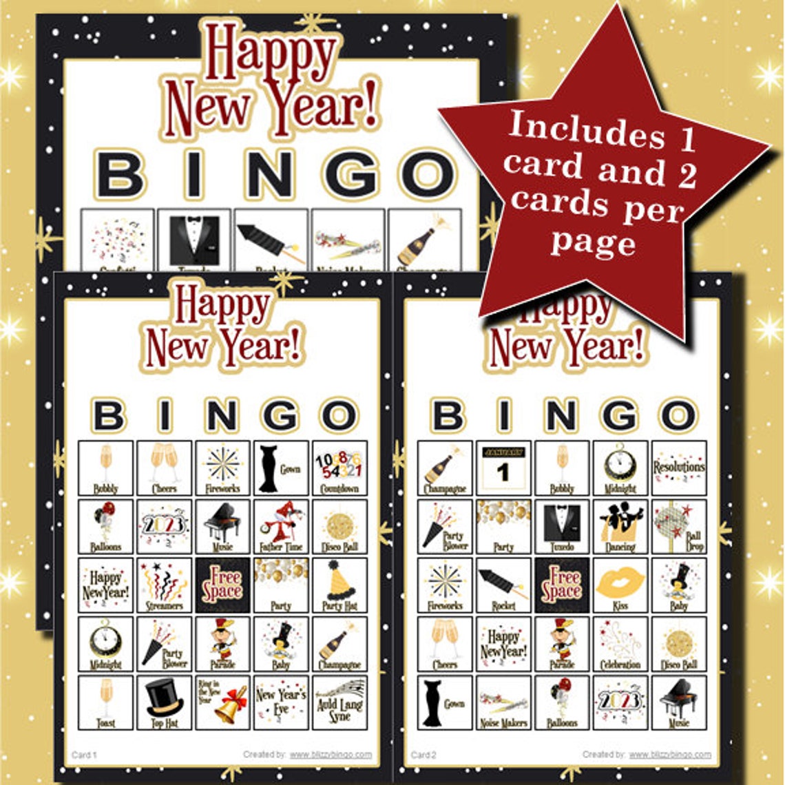 60 New Year's 5x5 Bingo Cards Instant Download Pdfs - Etsy