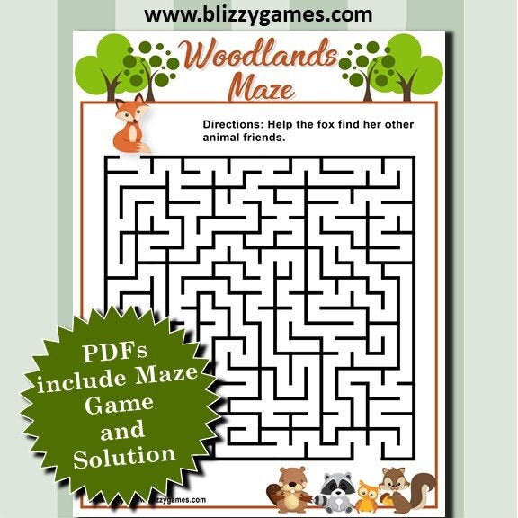 Woodlands Maze Printable Pdfs | Etsy