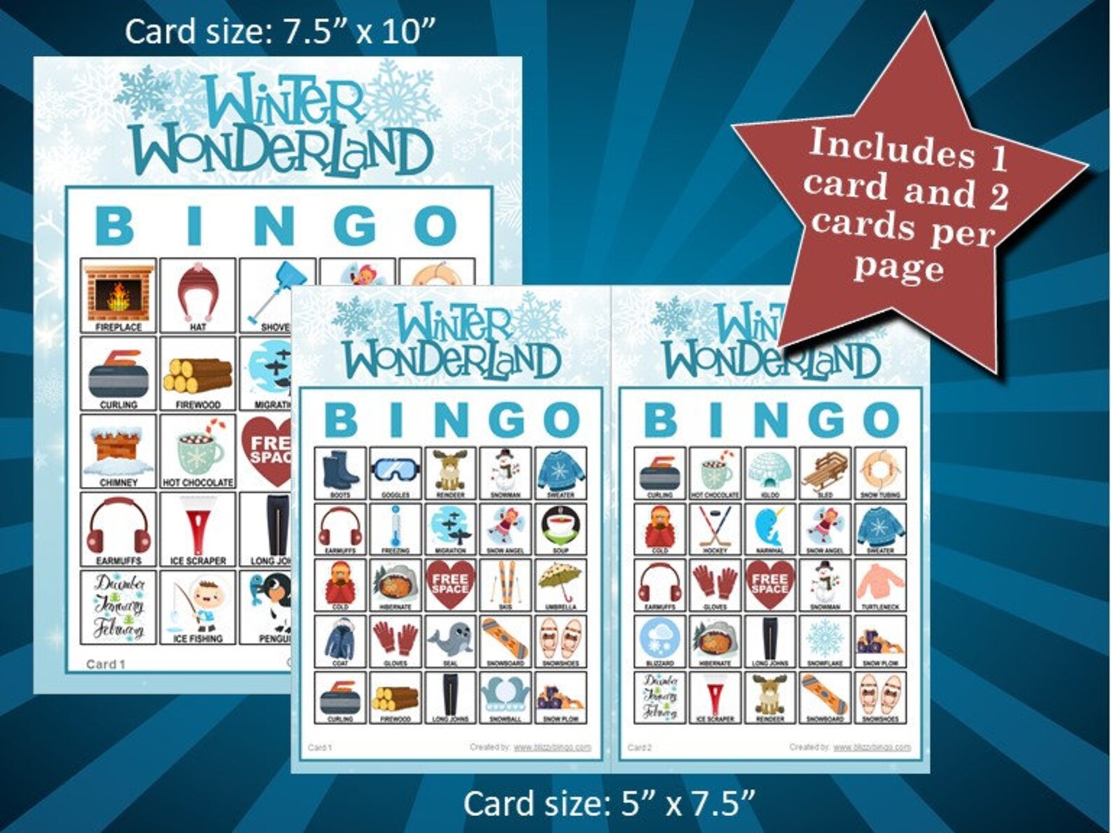 30 Winter Wonderland 5x5 Bingo Cards Instant Download Pdfs - Etsy