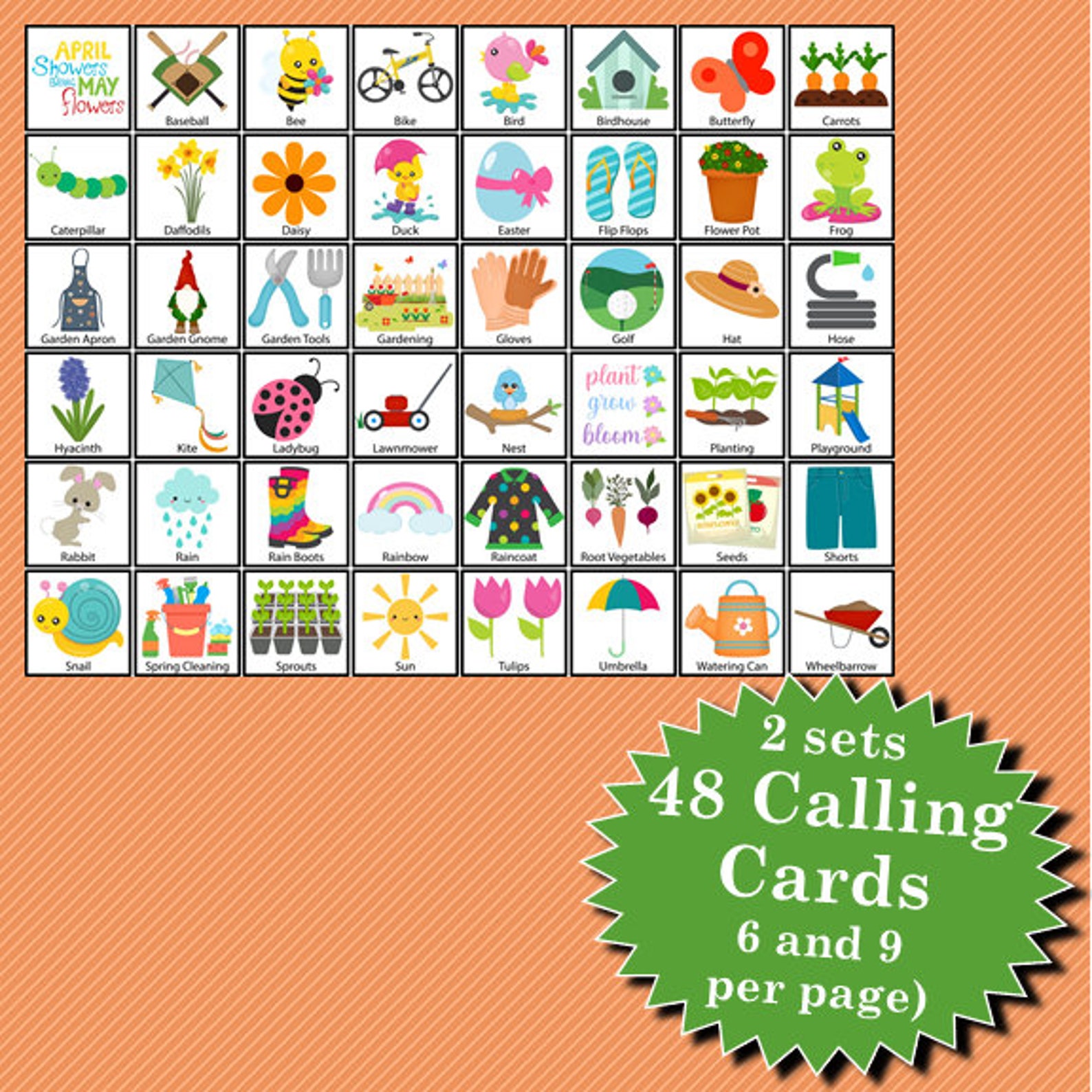 30 Spring 4x4 Bingo Cards Instant Download Pdfs for Easy | Etsy