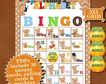 Penguin Alphabet 5x5 Bingo Printable Pdfs Contain Everything | Etsy