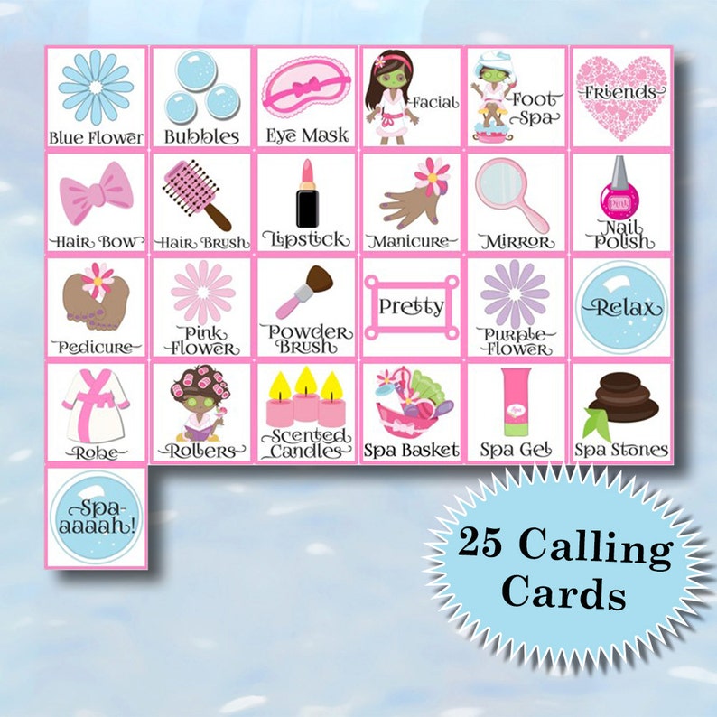 SPA PARTY 4x4 Bingo Printable Pdfs Contain Everything You Need - Etsy