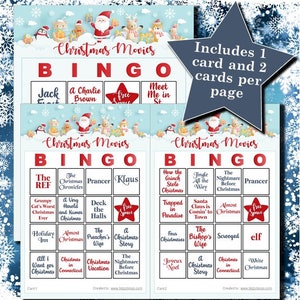 Christmas Movies 4x4 Bingo Printable Pdfs & Jpegs Contain Everything ...