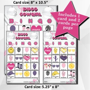 30 Disco Cowgirl Kids 5x5 Bingo Cards | Instant Download | Pdfs for ...