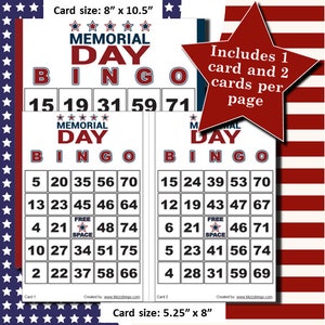 60 Memorial Day 5x5 Bingo Cards | Instant Download | Pdfs for Easy ...