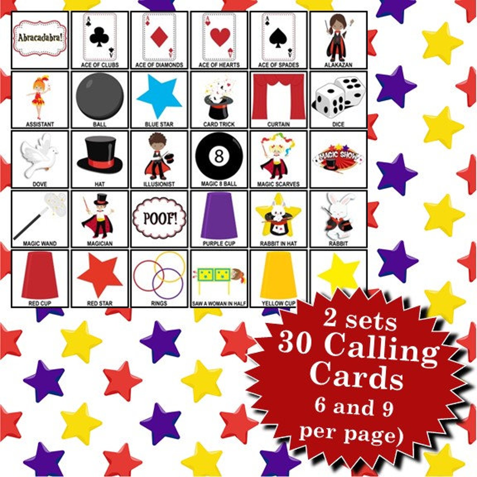 Magic Party 5x5 Bingo Printable Pdfs Contain Everything You - Etsy Canada