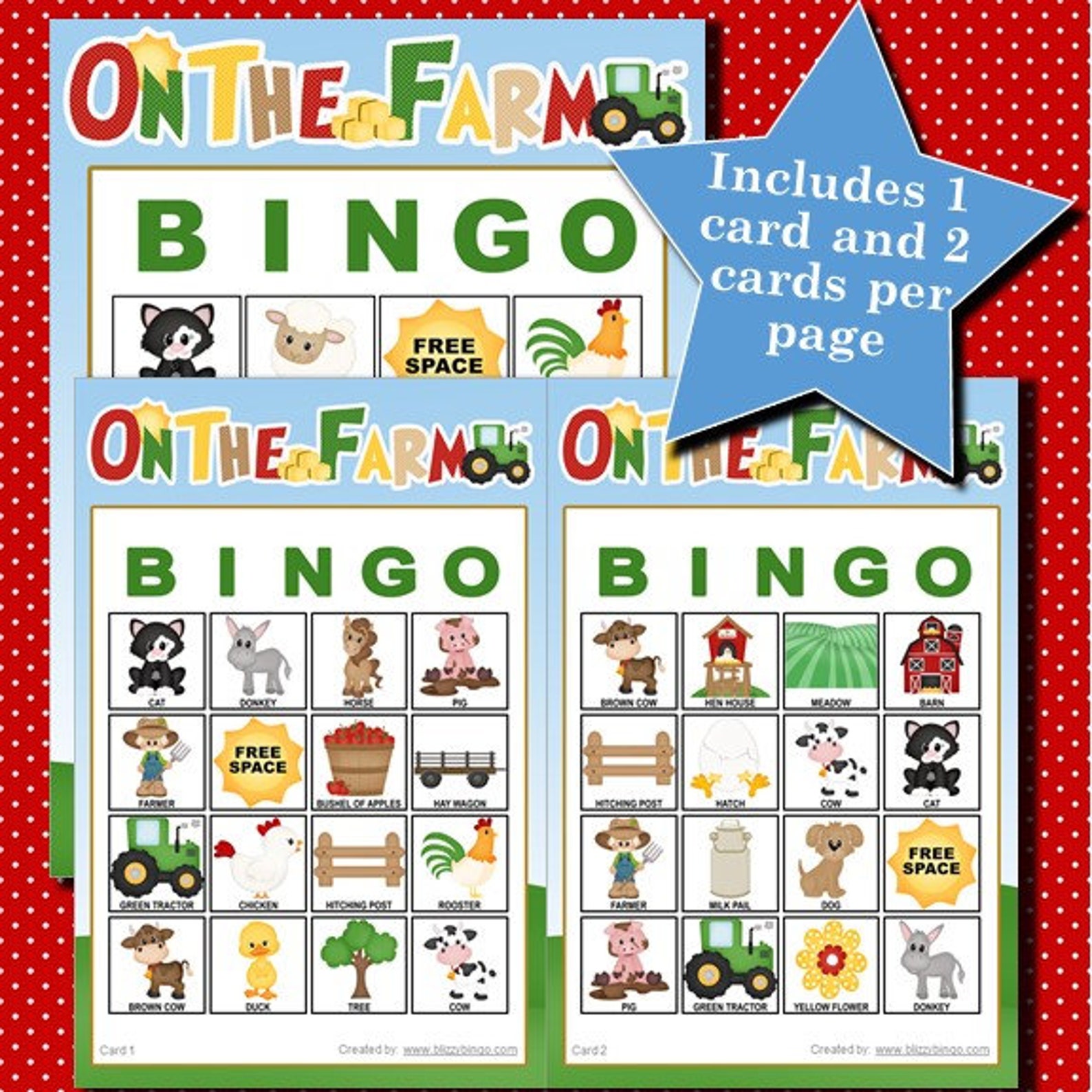 On the Farm 4x4 Bingo Printable Pdfs Contain Everything You | Etsy